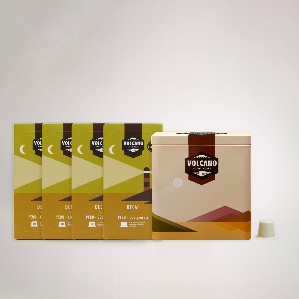 Volcano Tin & Coffee Pods Set - Volcano Coffee Works